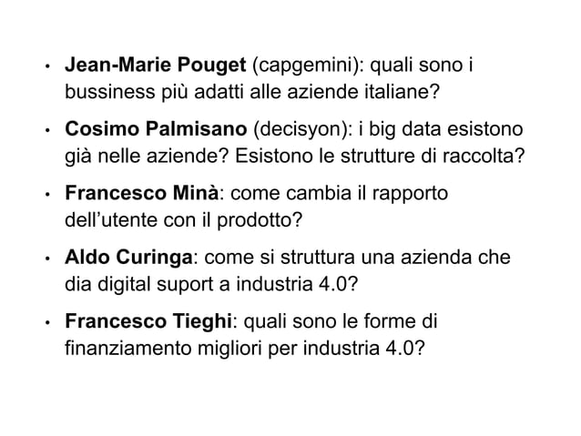 Tavola Rotonda Industria 4.0 - Stefano Panzieri | PPT