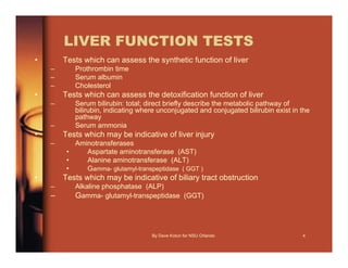 P A O 5600 Lecture 5 Liver Fx Tests (1hr) Dave | PPT