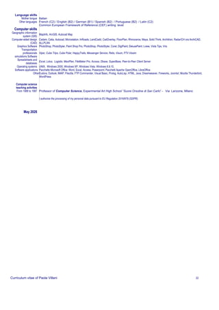Paola Villani - Curriculum Vitae - Resume | PDF