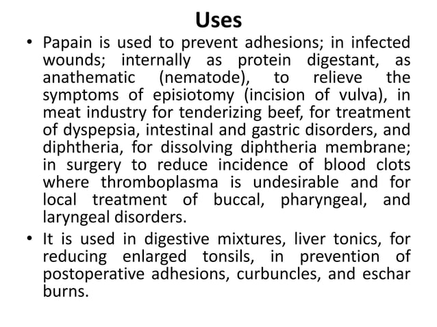 PAPAIN - An digestive enzymes | PPTX | Chemistry | Science