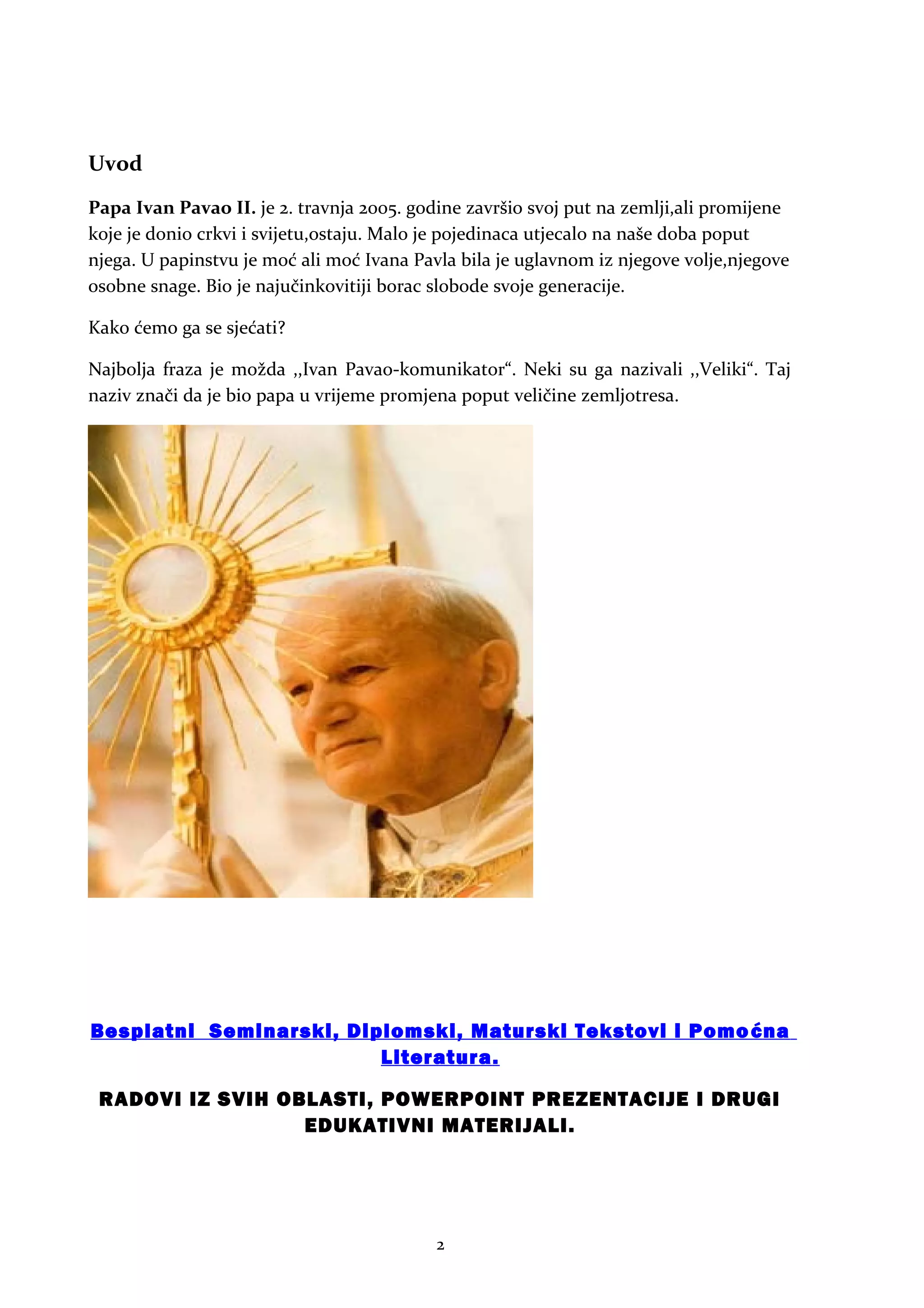 Papa ivan pavao ii vjeronauka | DOC