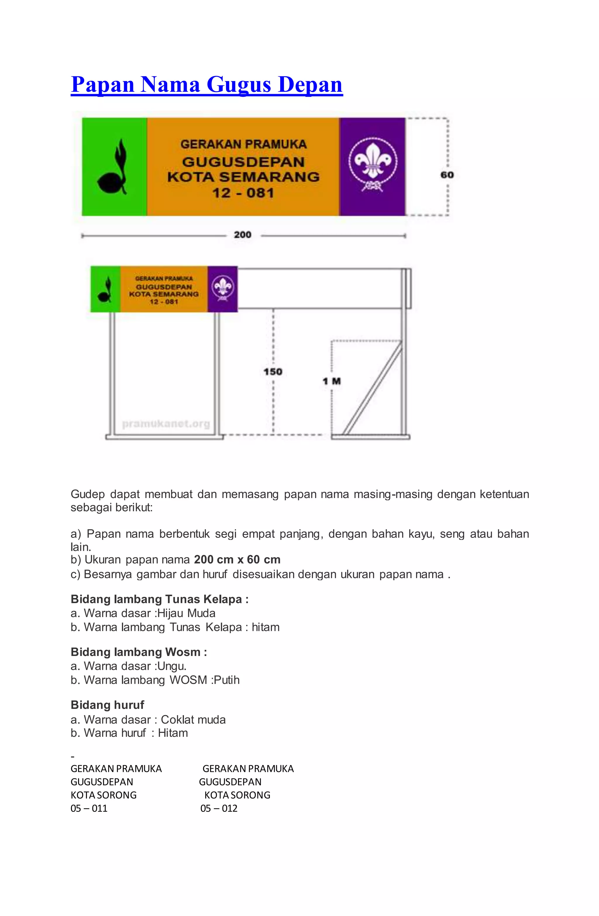 Papan nama gugus depan | DOCX