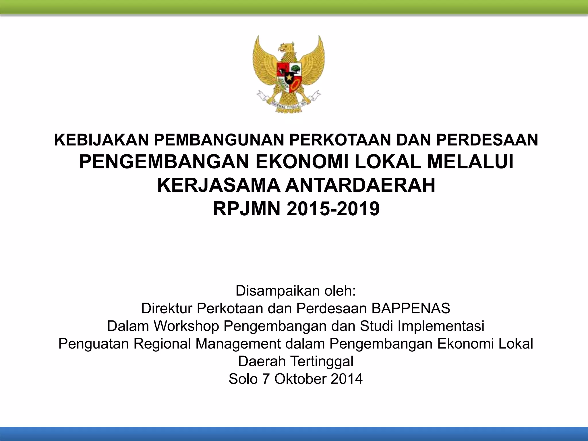 Kebijakan Pembangunan Perkotaan dan Perdesaan Pengembangan Ekonomi ...