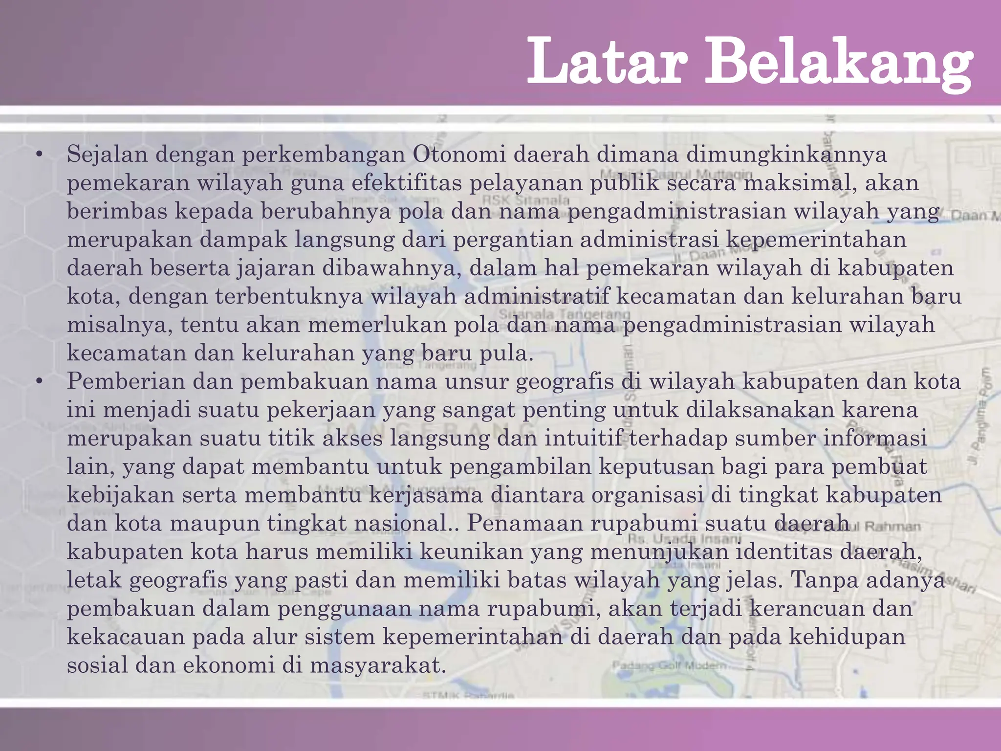 Identifikasi dan Pendataan Nama Rupa Bumi di Kota Tangerang | PPTX