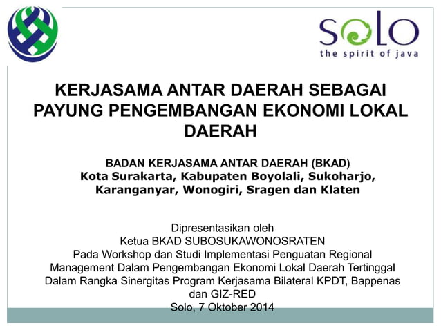Kerjasama Antar Daeah Sebagai Payung Pengembangan Ekonomi Lokal Daerah ...