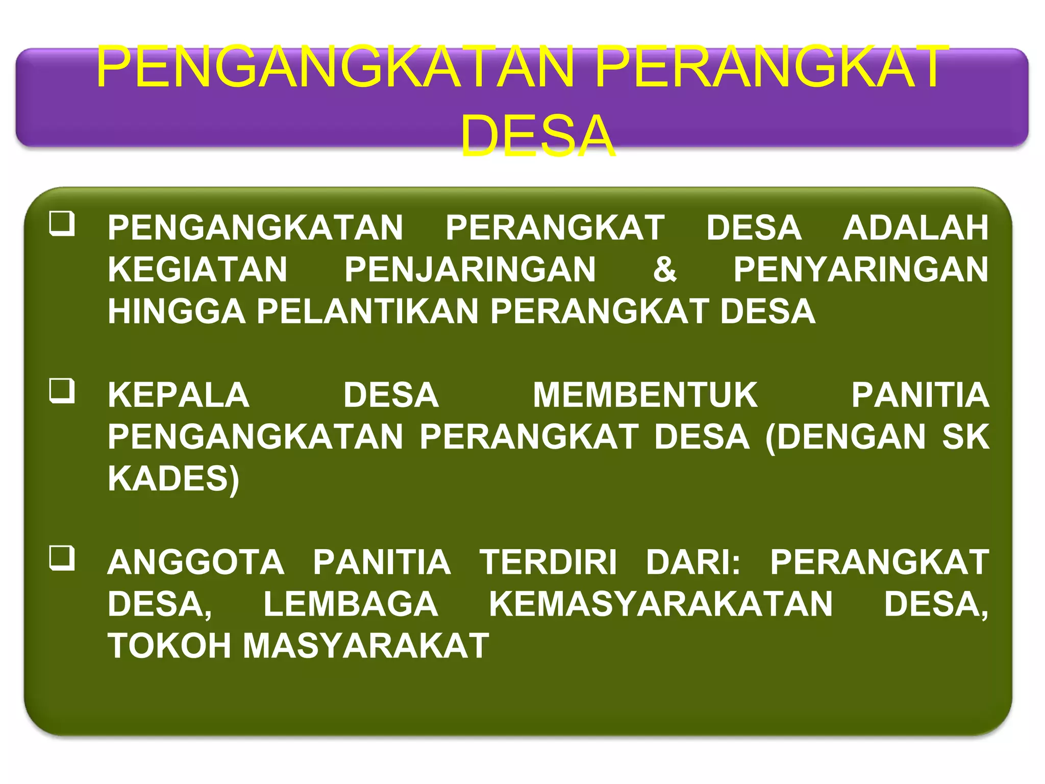 Paparan kesiapan pengisian perangkat desa | PPT