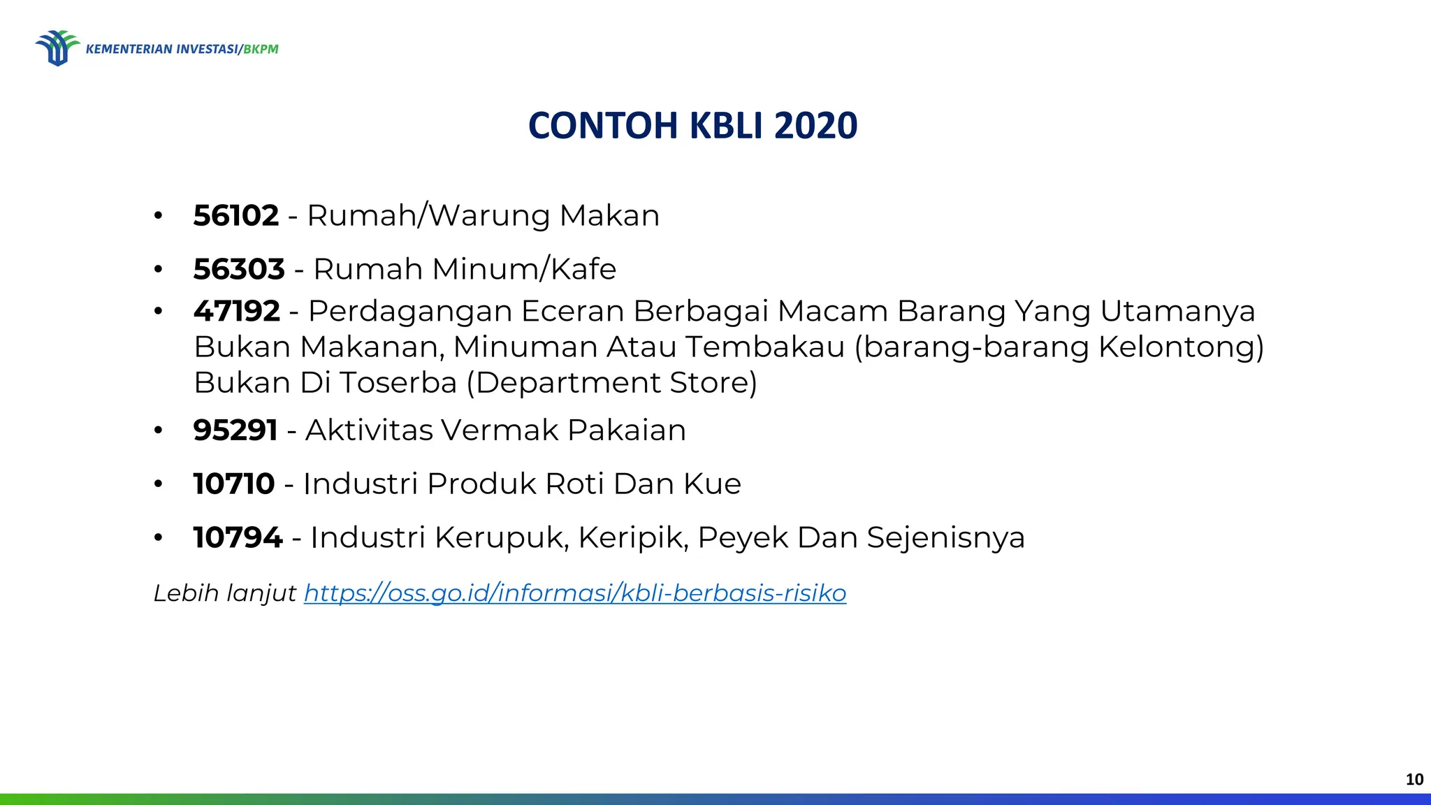 Paparan OSS Pemilihan KBLI Kegiatan Usaha | PDF