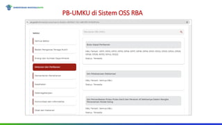 Paparan OSS Pemilihan KBLI Kegiatan Usaha | PDF