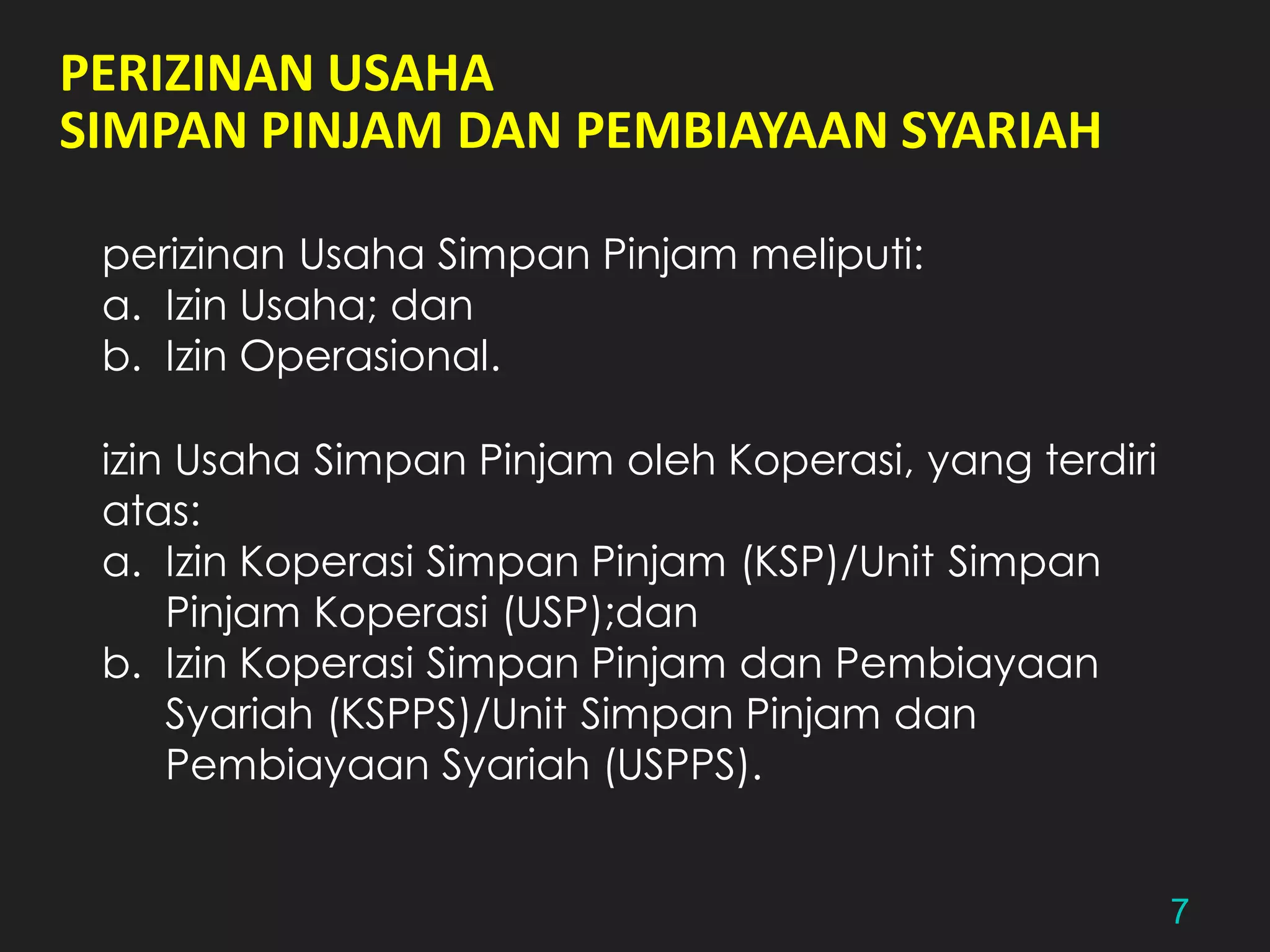 Perizinan Usaha Simpan Pinjam dan Pembiayaan Syariah | PDF