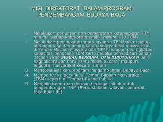 PENGEMBANGAN BUDAYA BACA MELALUI Taman Bacaan Masyarakat (TBM) | PPT