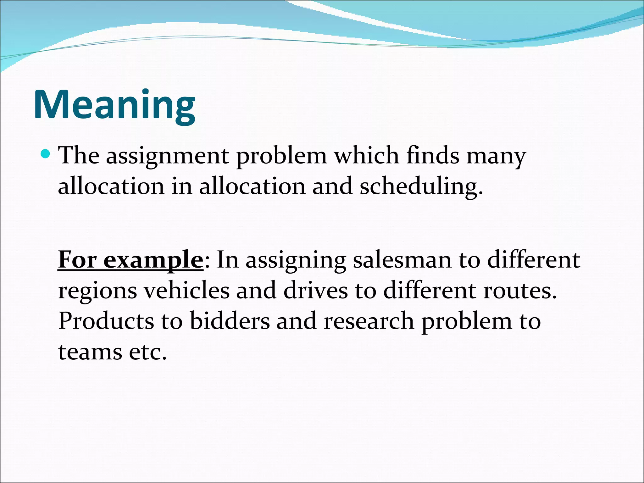 Transportation and Assignment | PPT