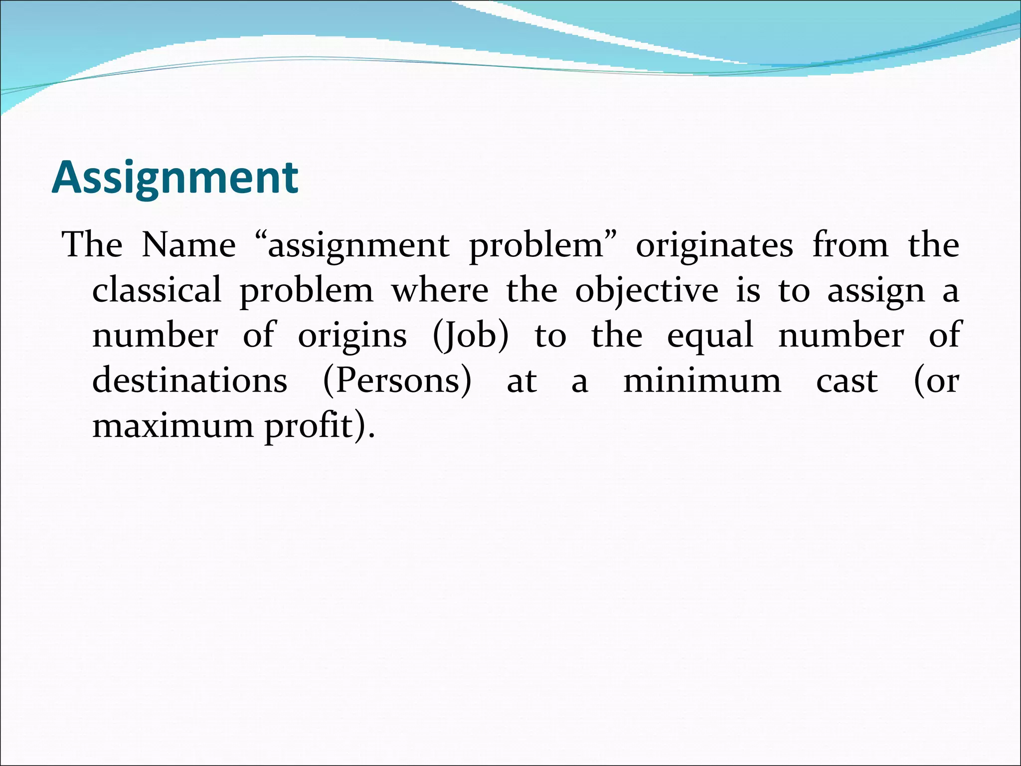 Transportation and Assignment | PPT