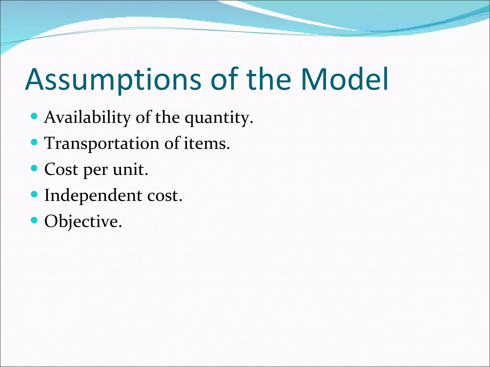 Transportation and Assignment | PPT