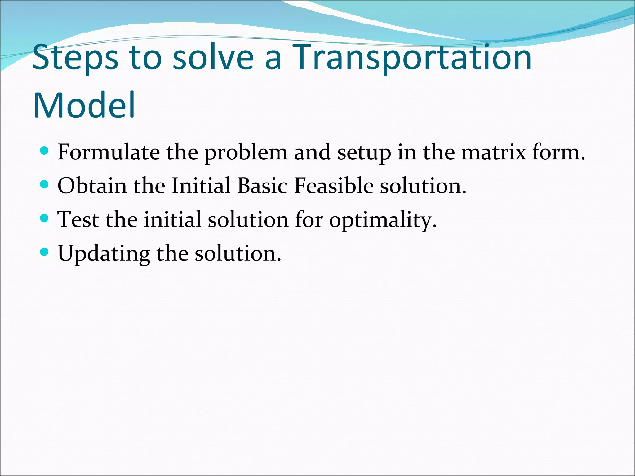 Transportation and Assignment | PPT