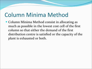 Transportation and Assignment | PPT