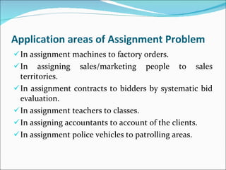 Transportation and Assignment | PPT