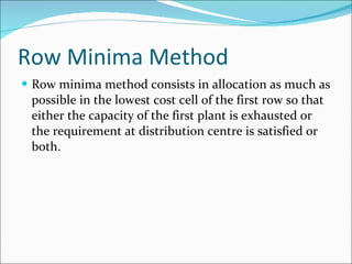 Transportation and Assignment | PPT