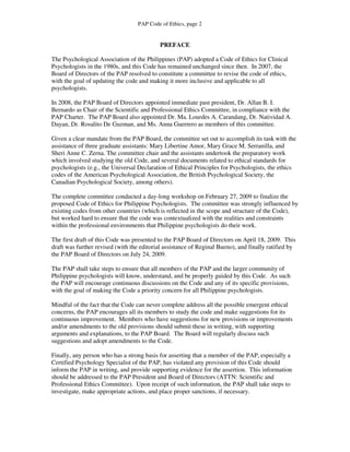 PAP Code of Ethics | PDF
