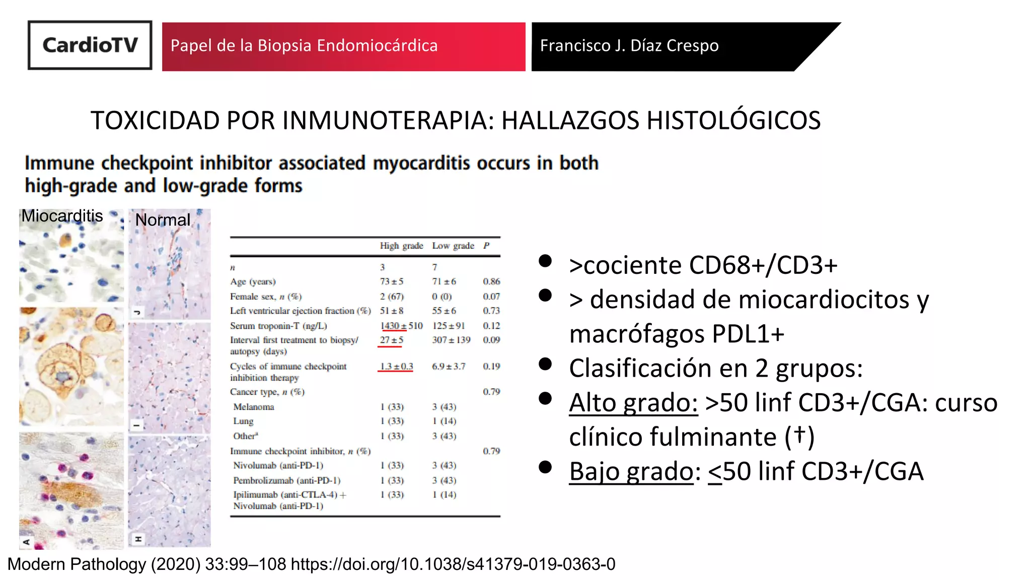 Papel de la biopsia endomiocárdica | PPT