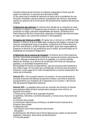 Papeleta de infraccion al reglamento de transito | PDF