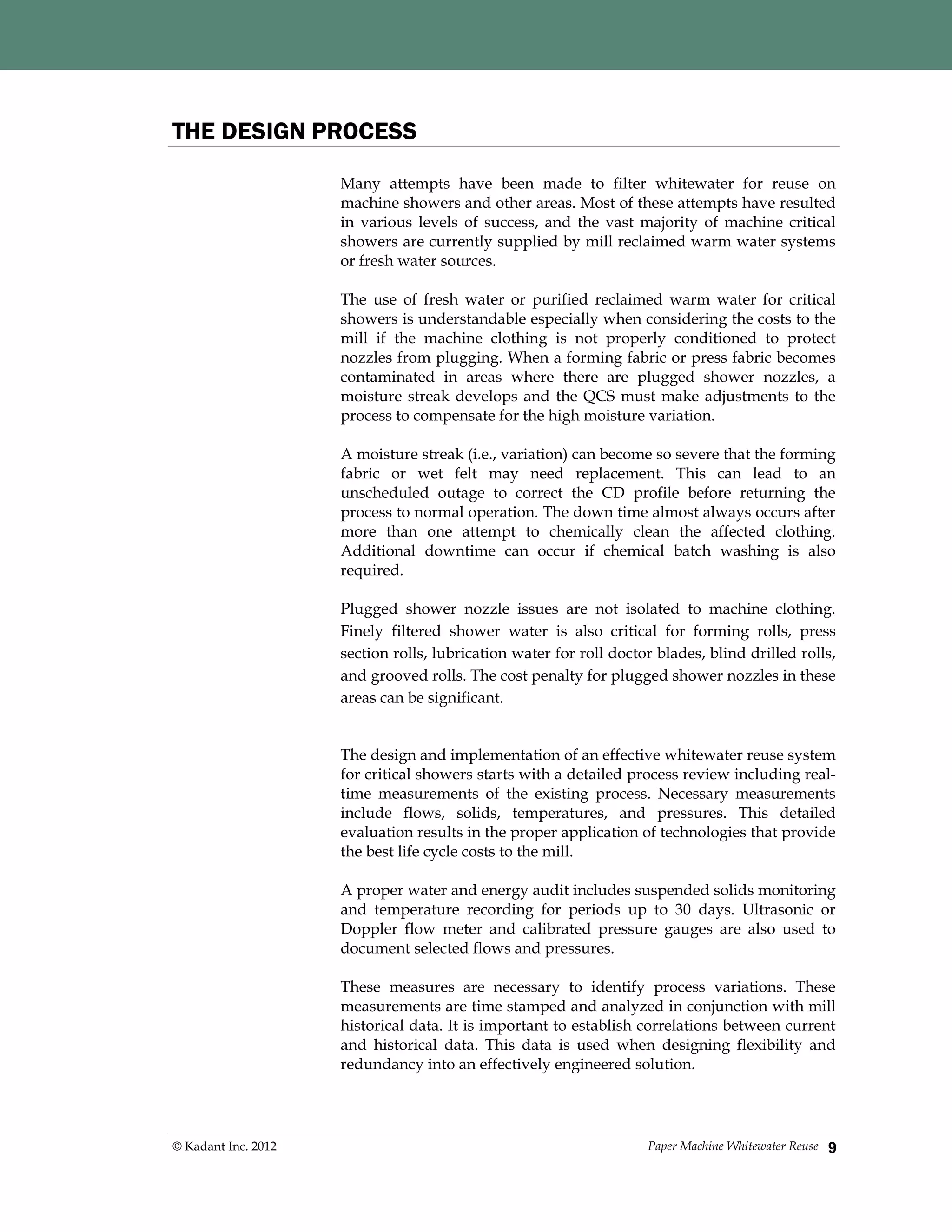Paper Machine Whitewater Reuse | PDF