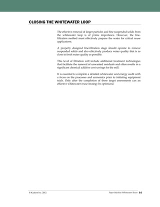 Paper Machine Whitewater Reuse | PDF