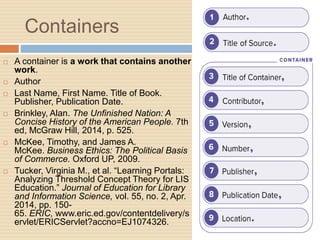 MLA 8th and 9th Edition variations | PPTX