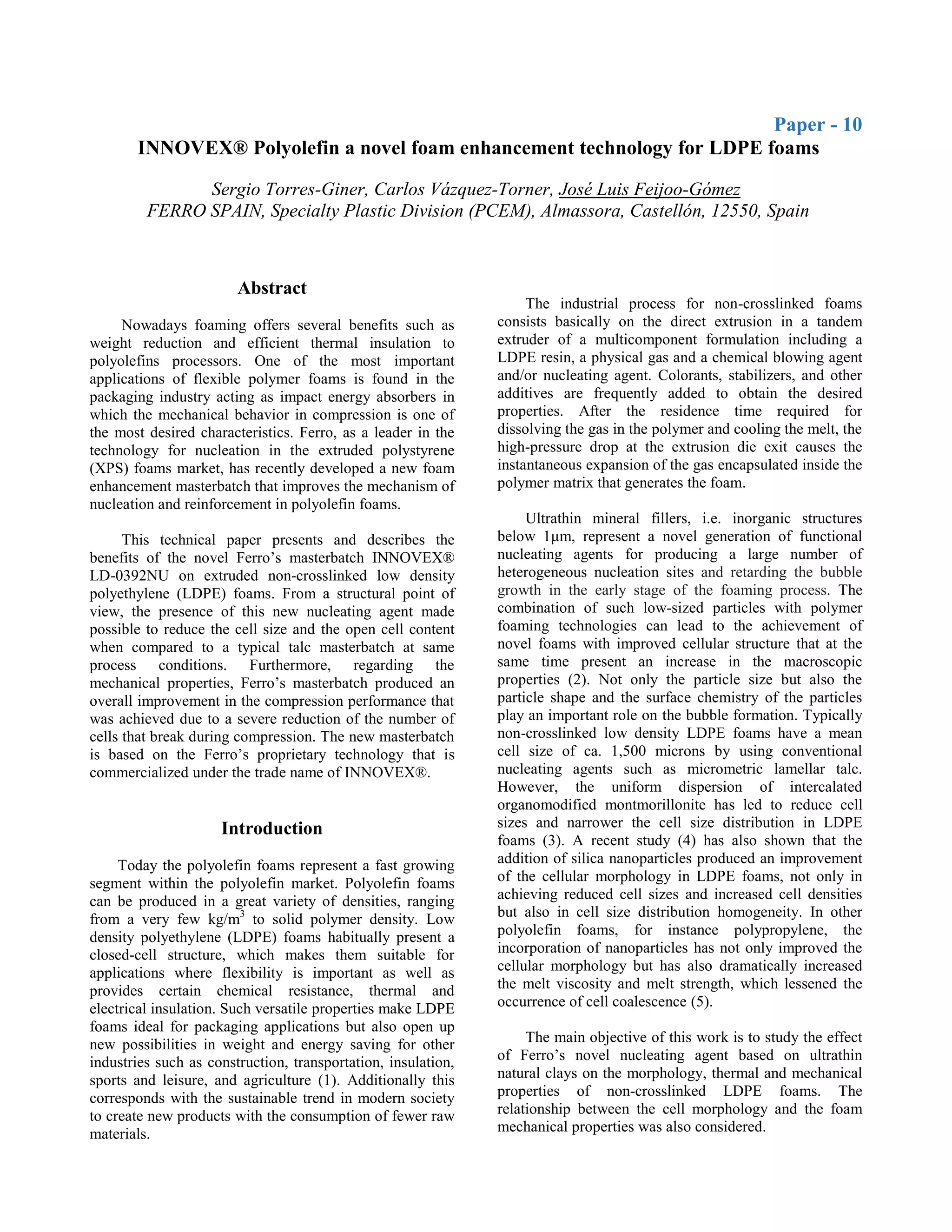 INNOVEX® Polyolefin a novel foam enhancement technology for LDPE foams ...