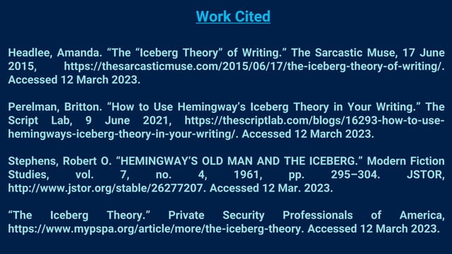 Iceberg Theory by Ernest Hemingway.pptx | Fiction | Books and Literature
