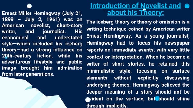 Iceberg Theory by Ernest Hemingway.pptx | Fiction | Books and Literature
