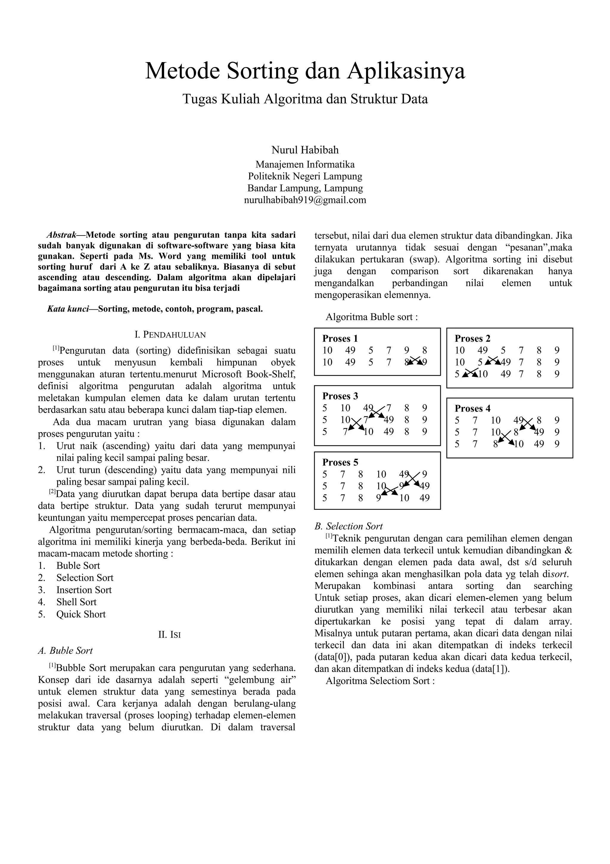 Paper Metode Sorting | DOC