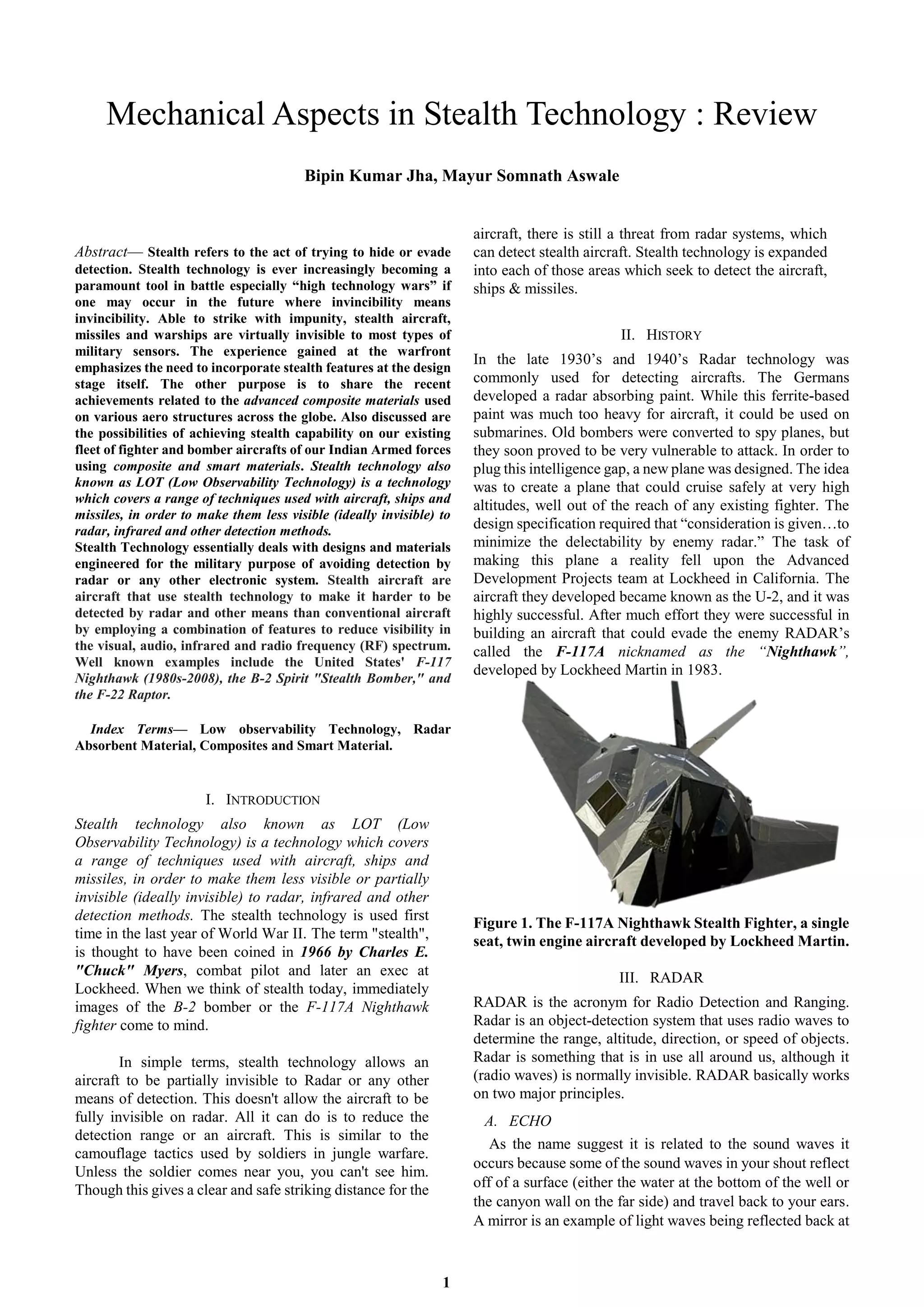 Mechanical Aspects in Stealth Technology | PDF
