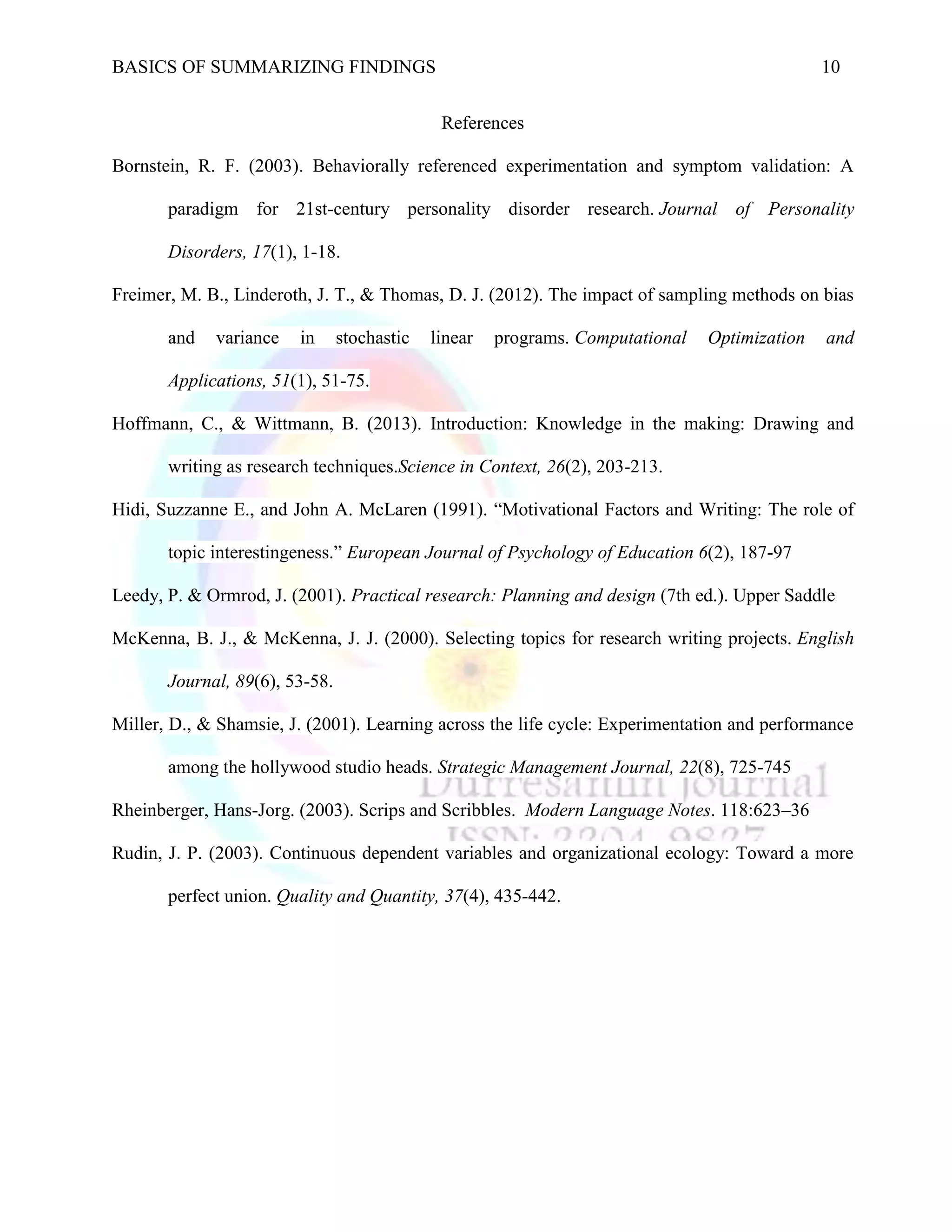 Basics of Summarizing Research Findings | PDF