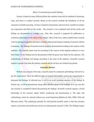 Basics of Summarizing Research Findings | PDF