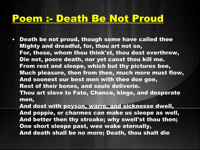 Death Be Not Proud Poem | PPTX | Hinduism | Religion & Spirituality