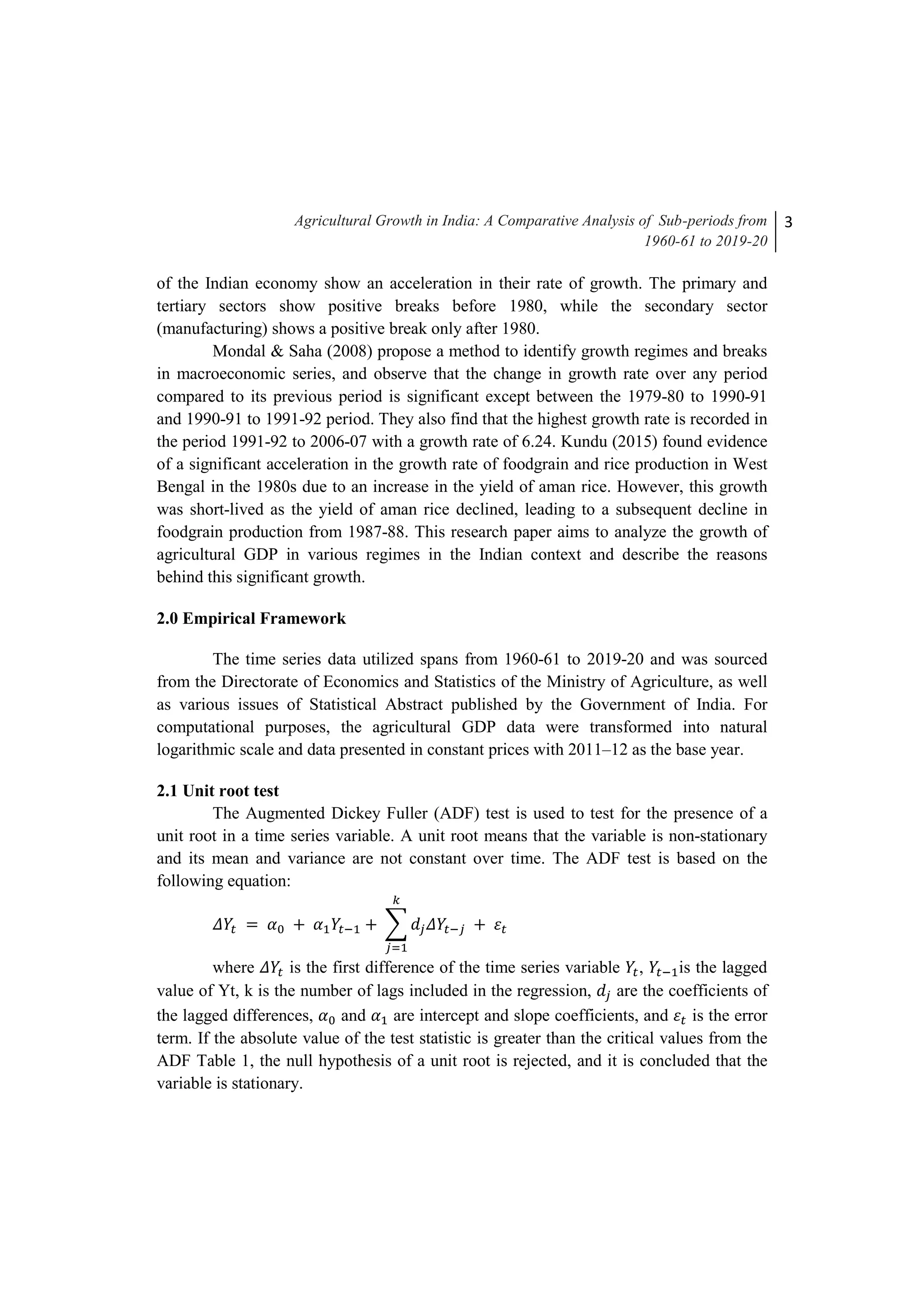 Agricultural Growth in India: A Comparative Analysis of Sub-periods ...