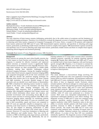 Diagnostic Accuracy of MRI vs CT in Early Brain Tumor Detection ...
