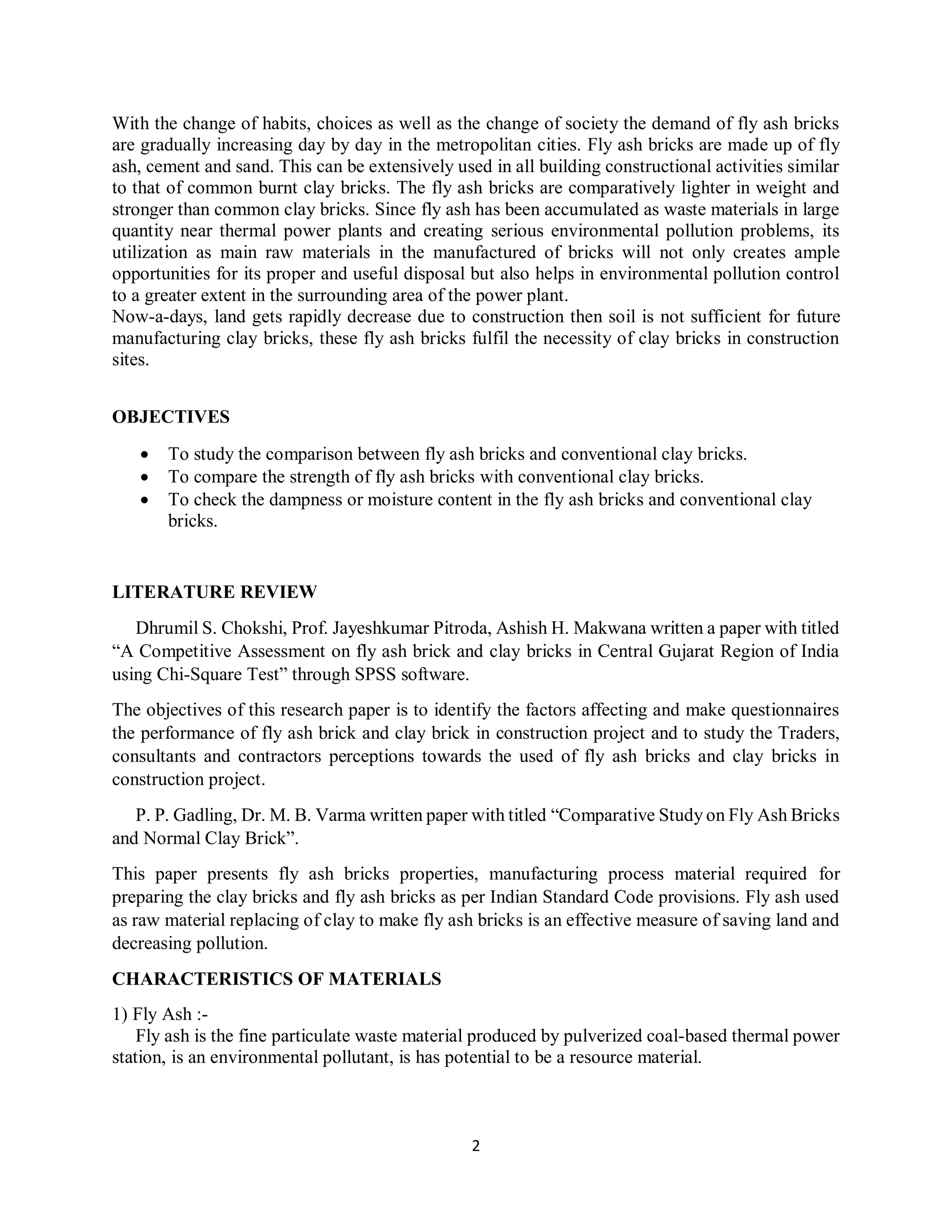 Comparative Study on Fly Ash Bricks and Conventional Clay Bricks | PDF