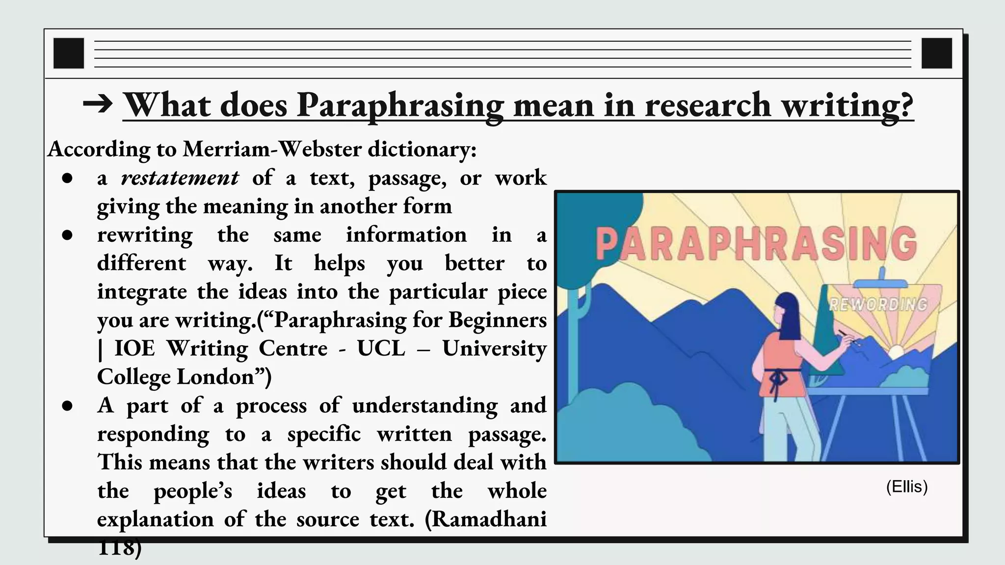 Role of Paraphrasing in Research Writing | PPT