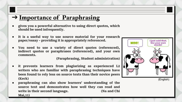 Role of Paraphrasing in Research Writing | PPT