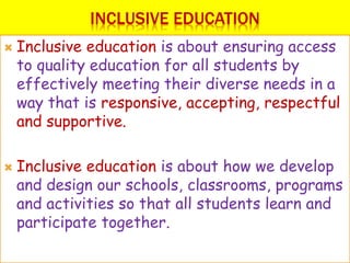 KEY DEBATES ON INCLUSIVE EDUCATION | PPT