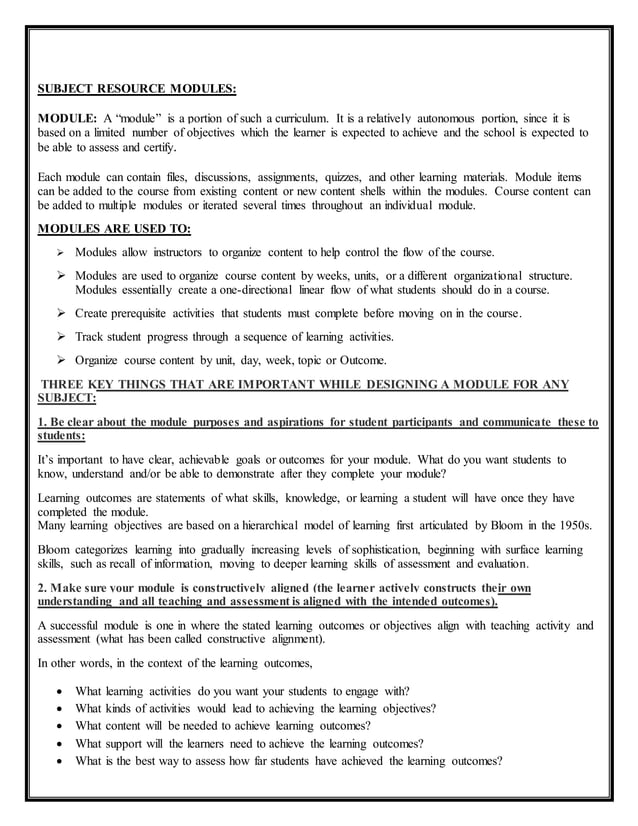 TEACHER SUPPORT CURRICULUM- DESIGNING TEACHER GUIDES, SUBJECT RESOURCE ...