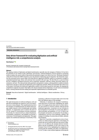 Data-Driven Framework for Evaluating Digitization and Artificial Intelligence Risk: A ...