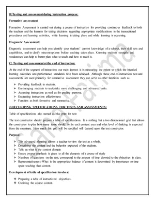 PLANNING CLASSROOM TESTS AND ASSESSMENTS | DOCX