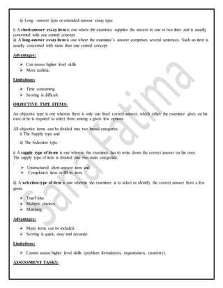 PLANNING CLASSROOM TESTS AND ASSESSMENTS | DOCX