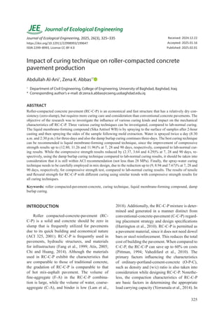 Impact of curing technique on roller-compacted concrete pavement ...