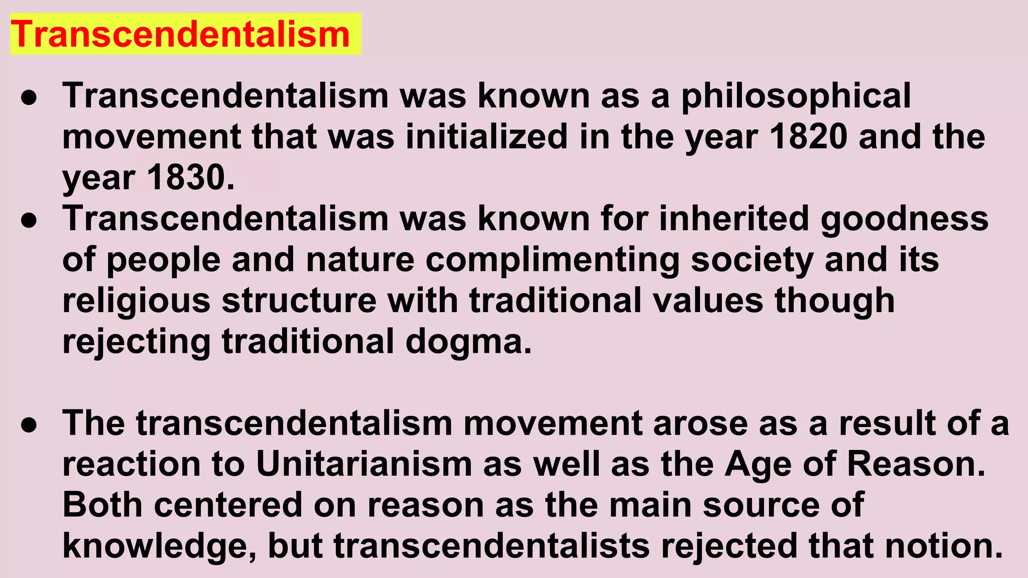 What is The Difference Between Transcendentalism and Romanticism ? | PPTX