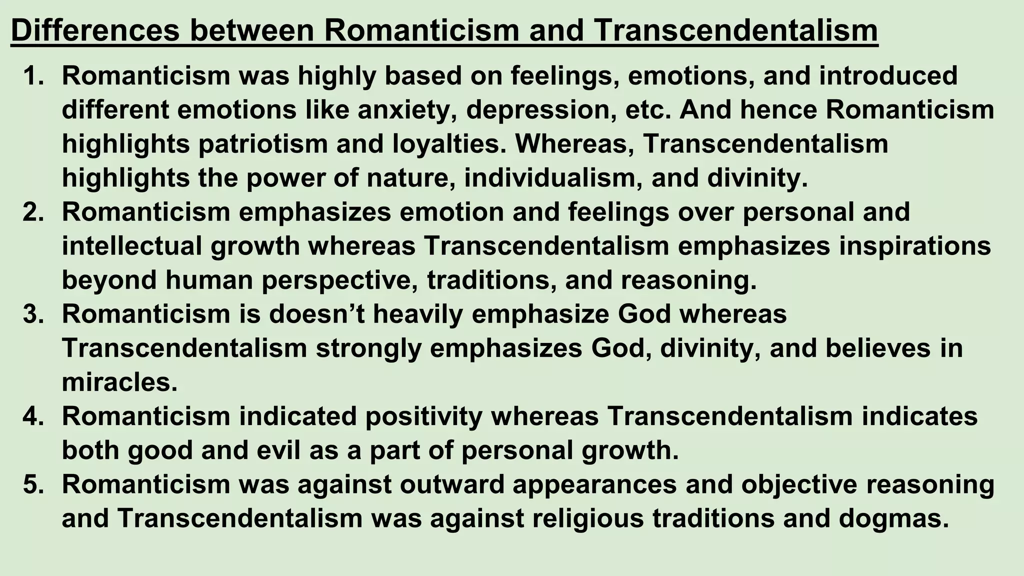 What is The Difference Between Transcendentalism and Romanticism ? | PPTX