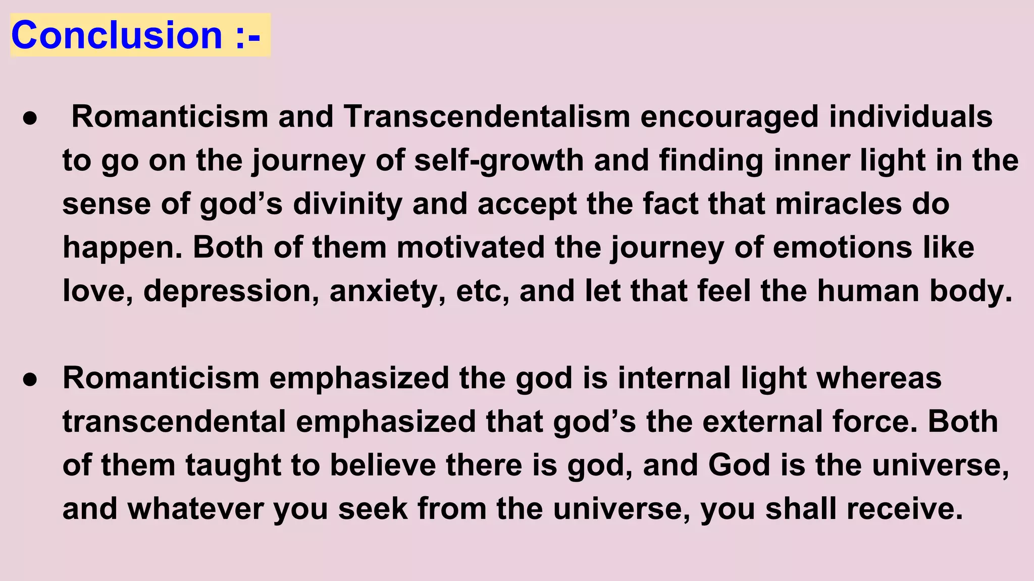 What is The Difference Between Transcendentalism and Romanticism ? | PPTX