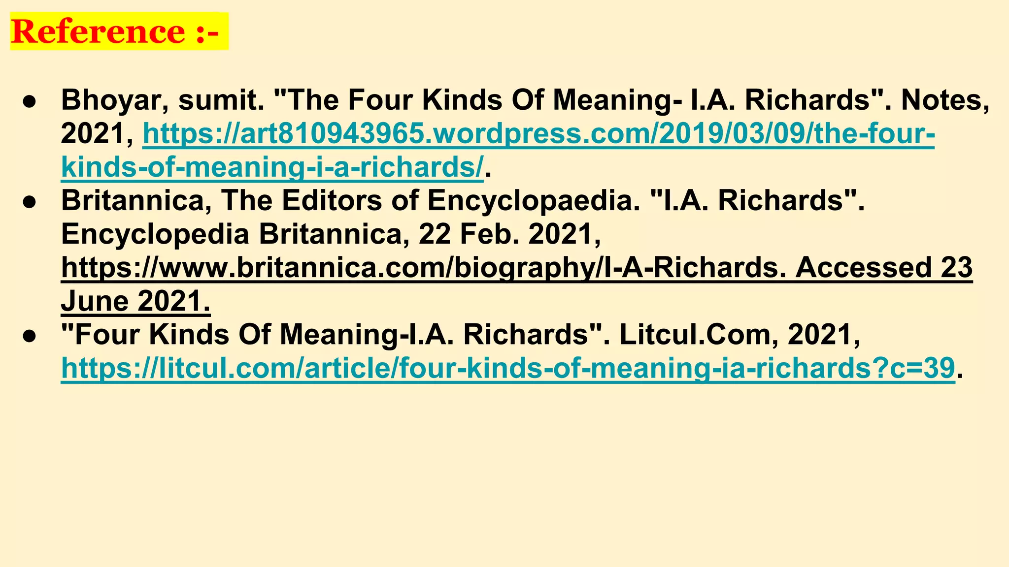 I.A. Richard On Four Kinds Of Meaning ? Sem 2 | PPTX